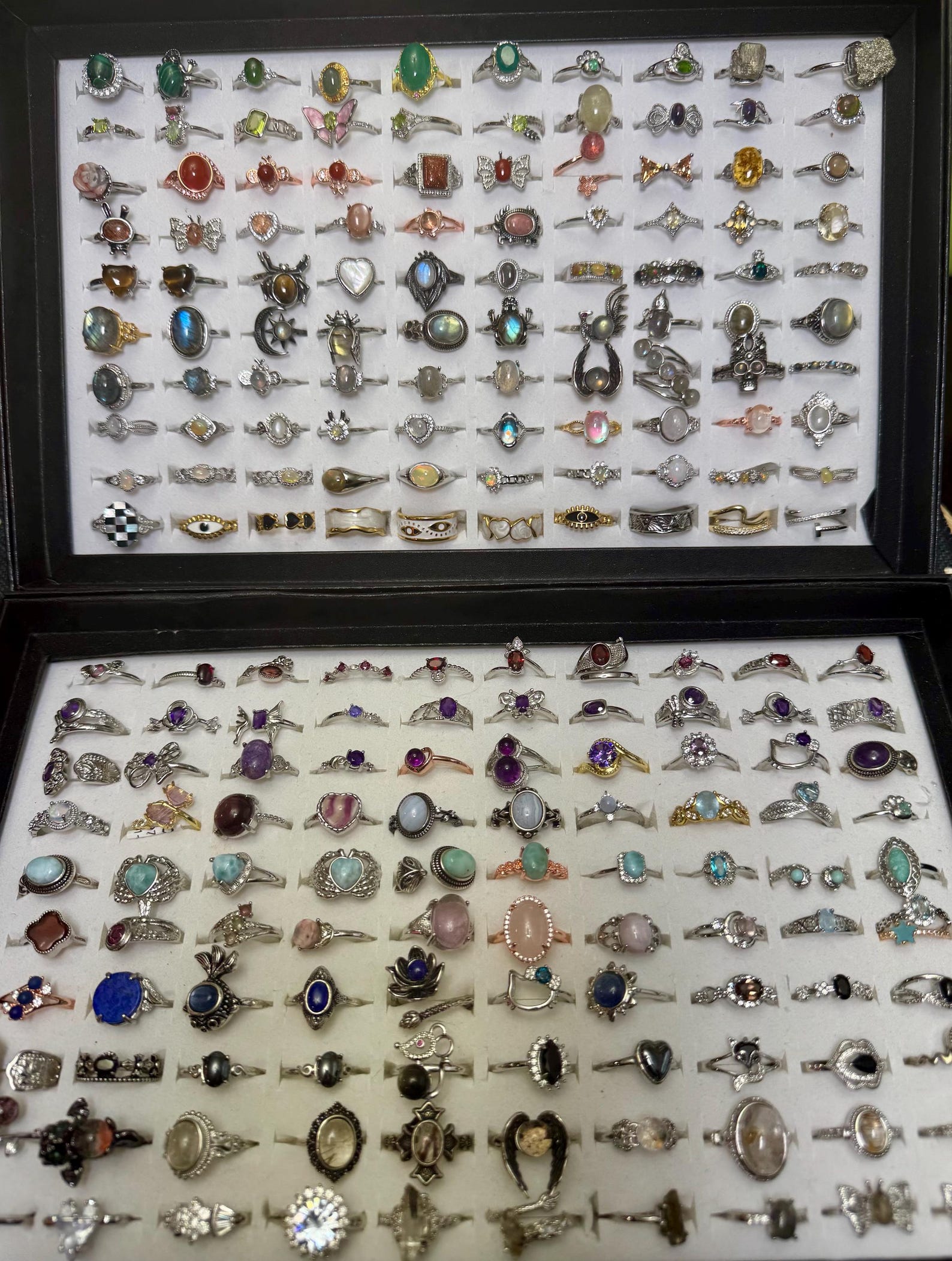 Mystery Ring Box – 10 Natural Gemstone Rings – Silver Plated ...