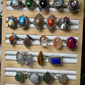 Mystery Ring Box – 10 Natural Gemstone Rings – Silver Plated ...