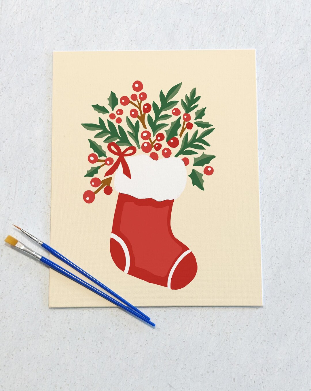 DIGITAL DOWNLOAD | Holiday Stocking Paint by Number | Printable ...