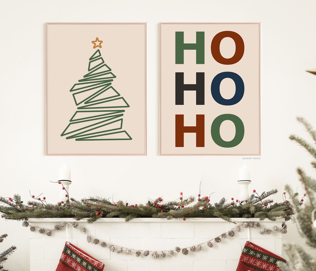 Christmas Prints Gallery Wall Set of 2,christmas Wall Art,holiday Decor ...