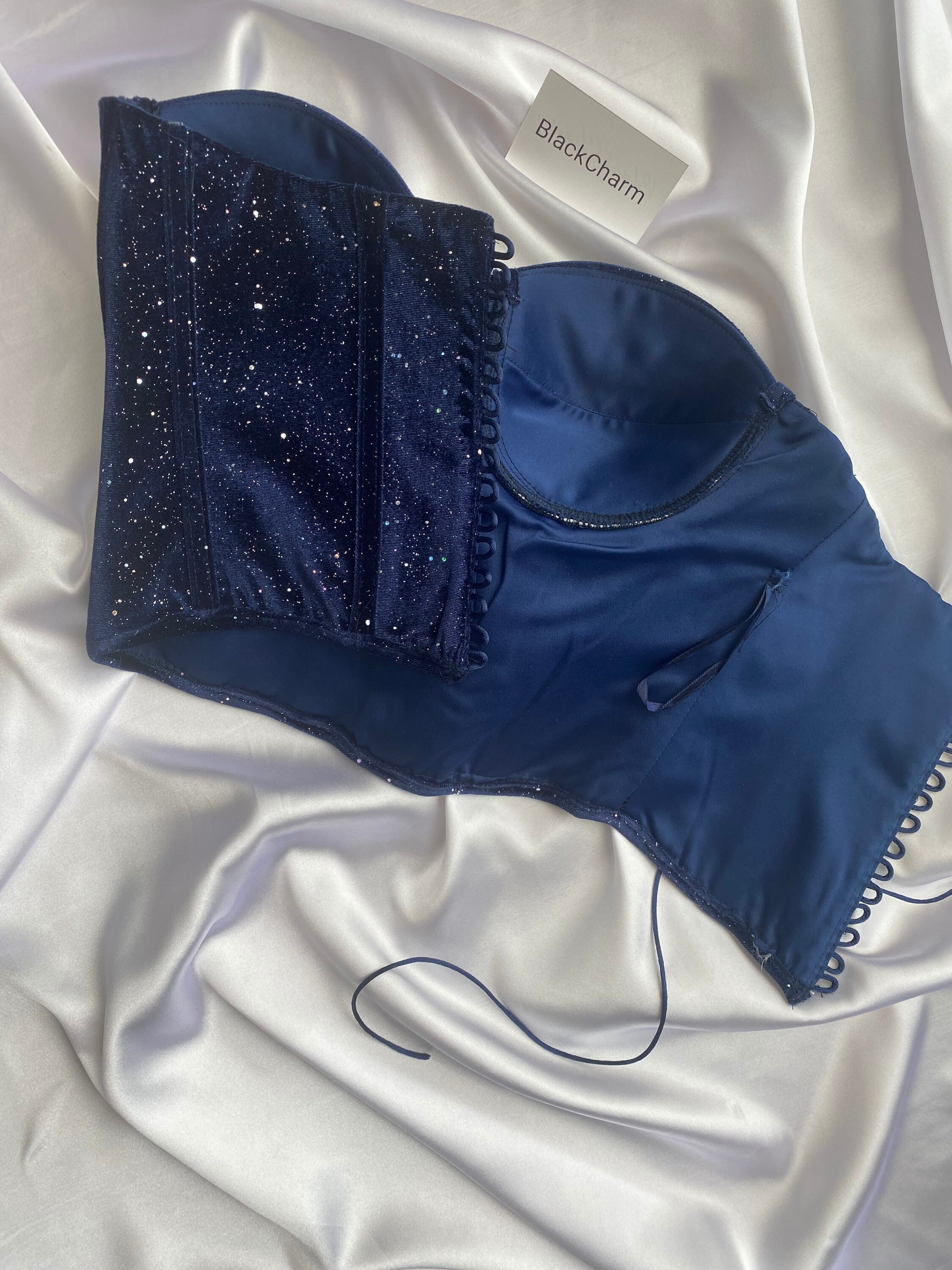 Midnight Blue Shine Corset - Etsy