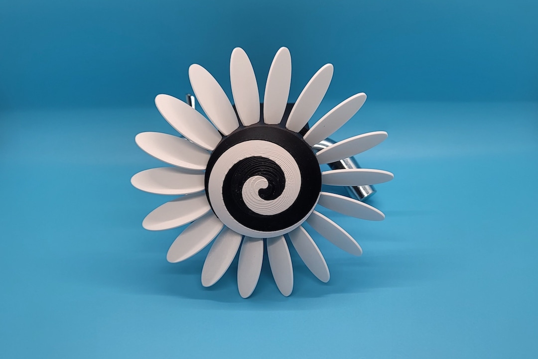 Hitch Spinner - Spinning Black & White Spiral Daisy - for 2 Inch Hitch ...