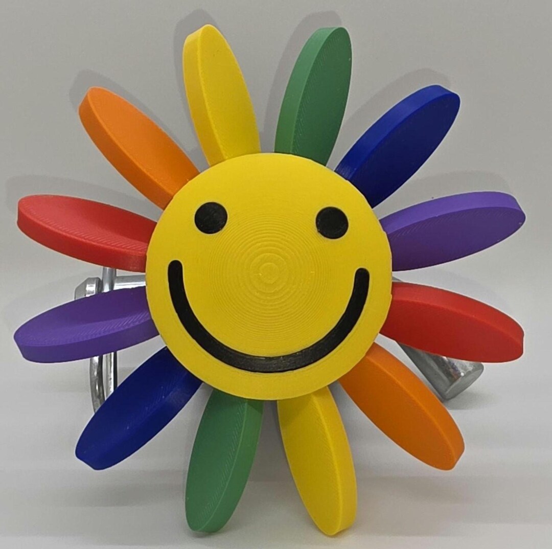 Hitch Spinner - Spinning Rainbow Smiley Flower - for 2 Inch Hitch - Etsy