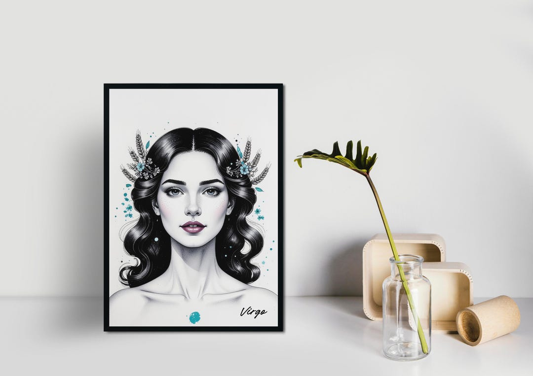 Virgo Woman Portrait: Elegant Zodiac Art Print (digital Download) - Etsy