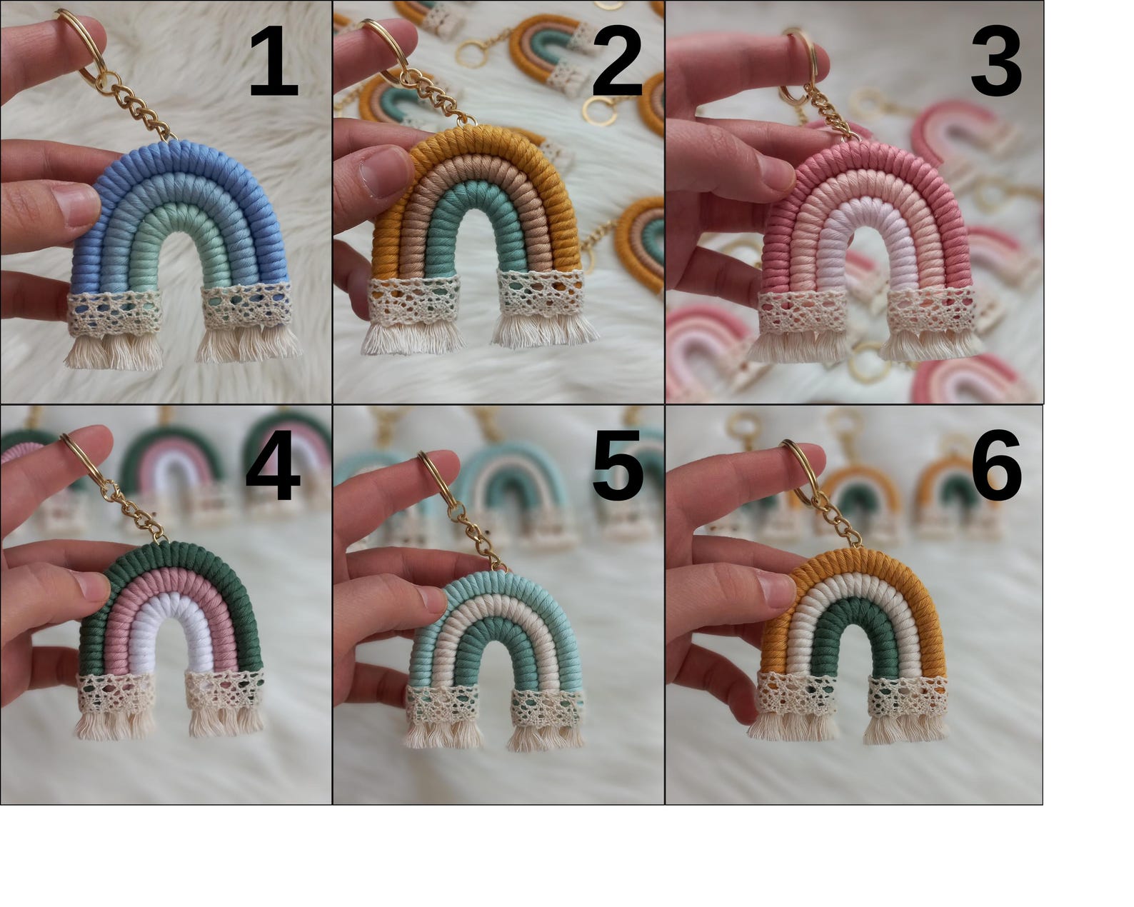 Mini Macrame Rainbow Keychain: Baby Shower Favors - Etsy
