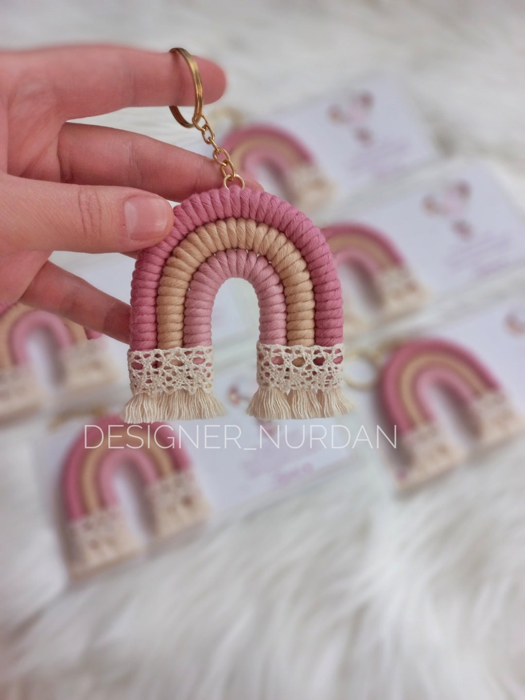 Mini Macrame Rainbow Keychain: Baby Shower Favors - Etsy