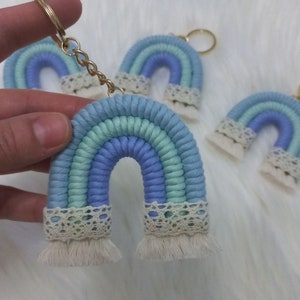 Mini Macrame Rainbow Keychain: Baby Shower Favors - Etsy