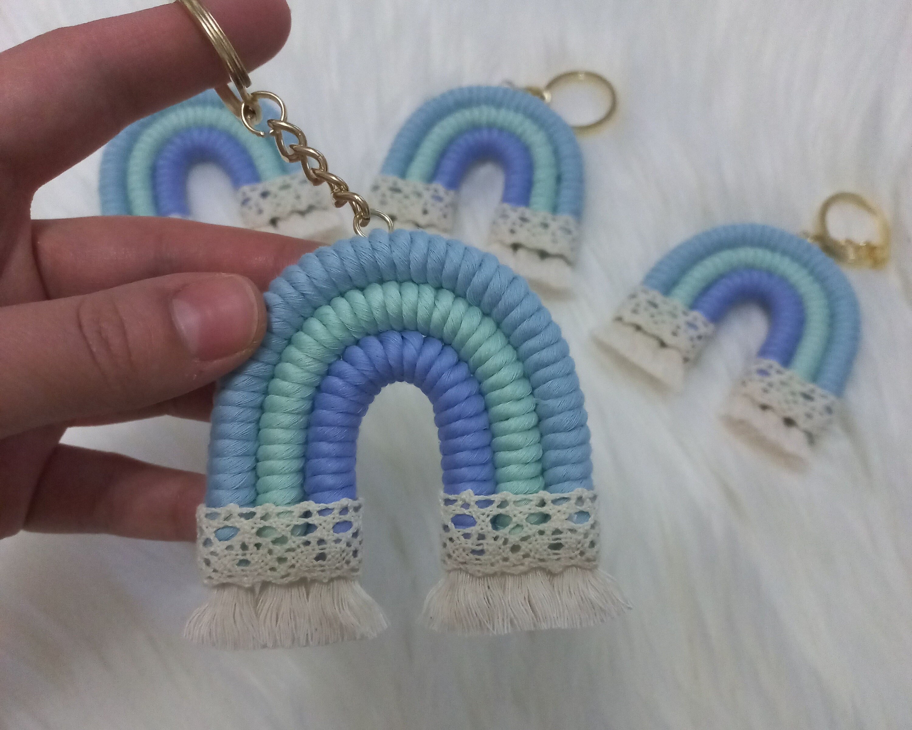 Mini Macrame Rainbow Keychain: Baby Shower Favors - Etsy