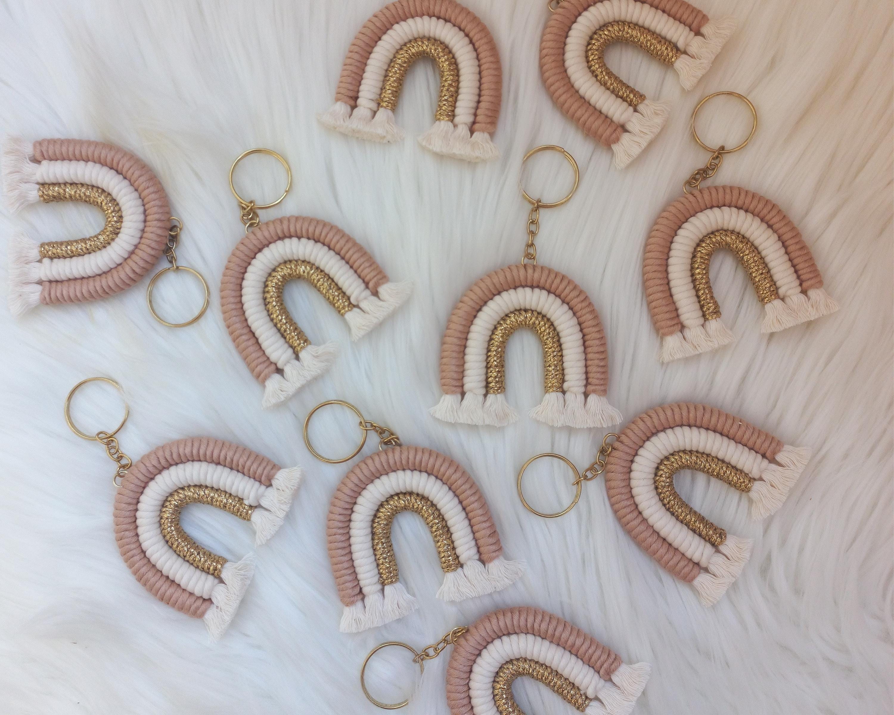 Mini Macrame Rainbow Keychain Favors: Personalized Card Options - Etsy