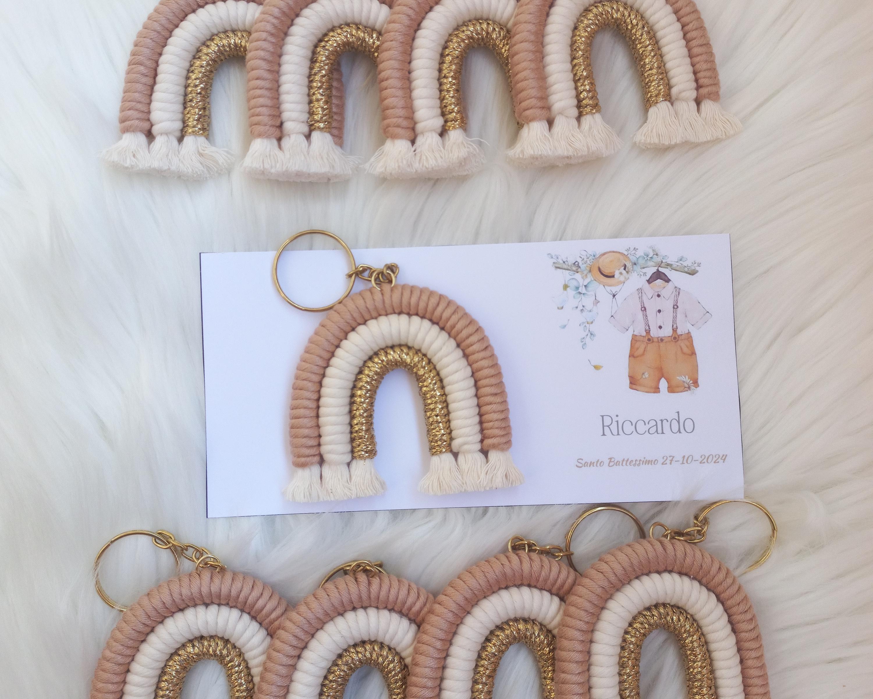 Mini Macrame Rainbow Keychain Favors: Personalized Card Options - Etsy