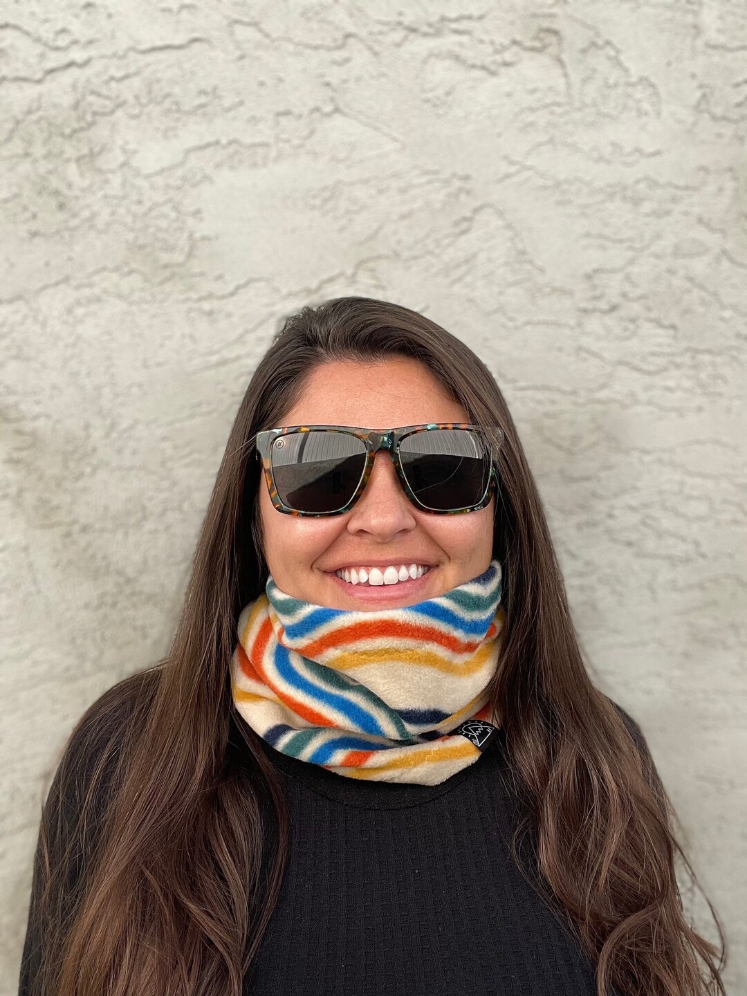 Retro Wave Neck Tube - Fleece Single Layer Neck Gaiter, Warmer, Cowl ...