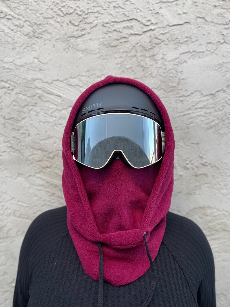 Wine Ski Hood - Fits Over the Helmet, Fleece Hood, Balaclava, Snowboard ...