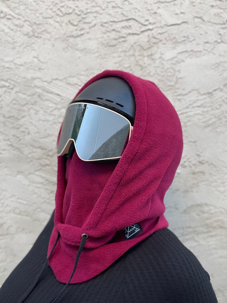 Wine Ski Hood - Fits Over the Helmet, Fleece Hood, Balaclava, Snowboard ...