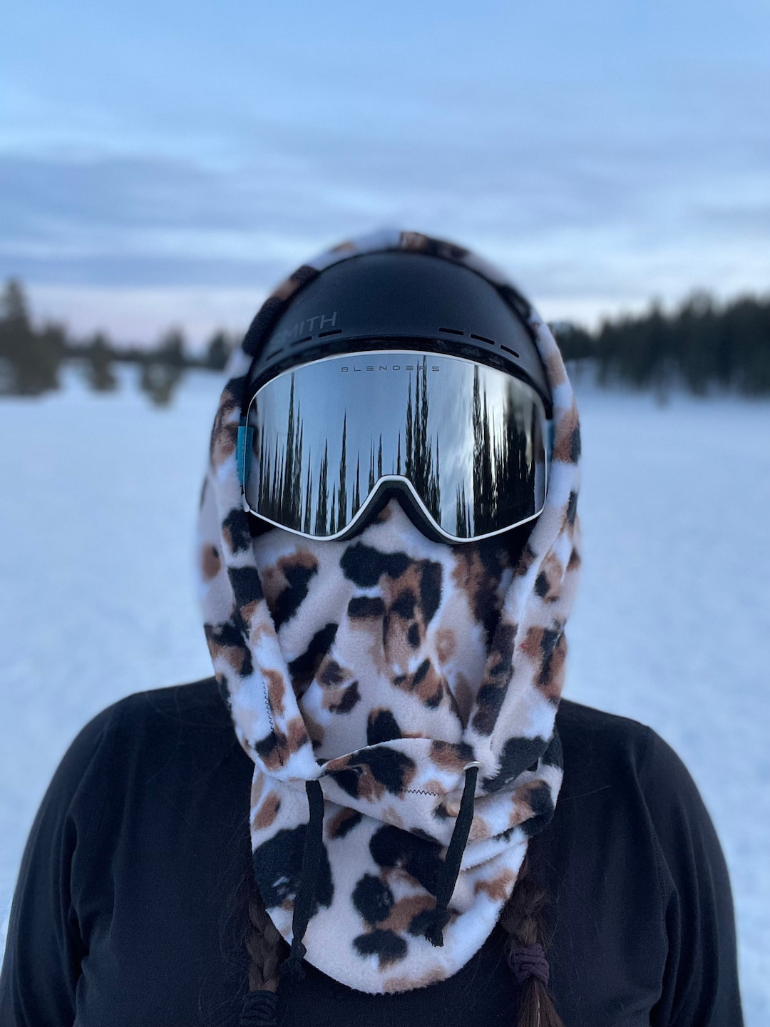 Big Spots Ski Hood - Fits Over the Helmet, Fleece Hood, Balaclava ...