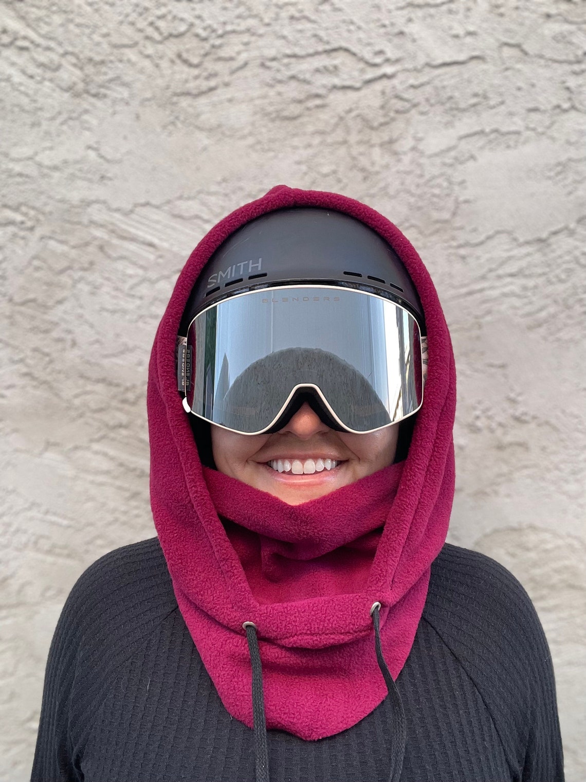 Wine Ski Hood - Fits Over the Helmet, Fleece Hood, Balaclava, Snowboard ...