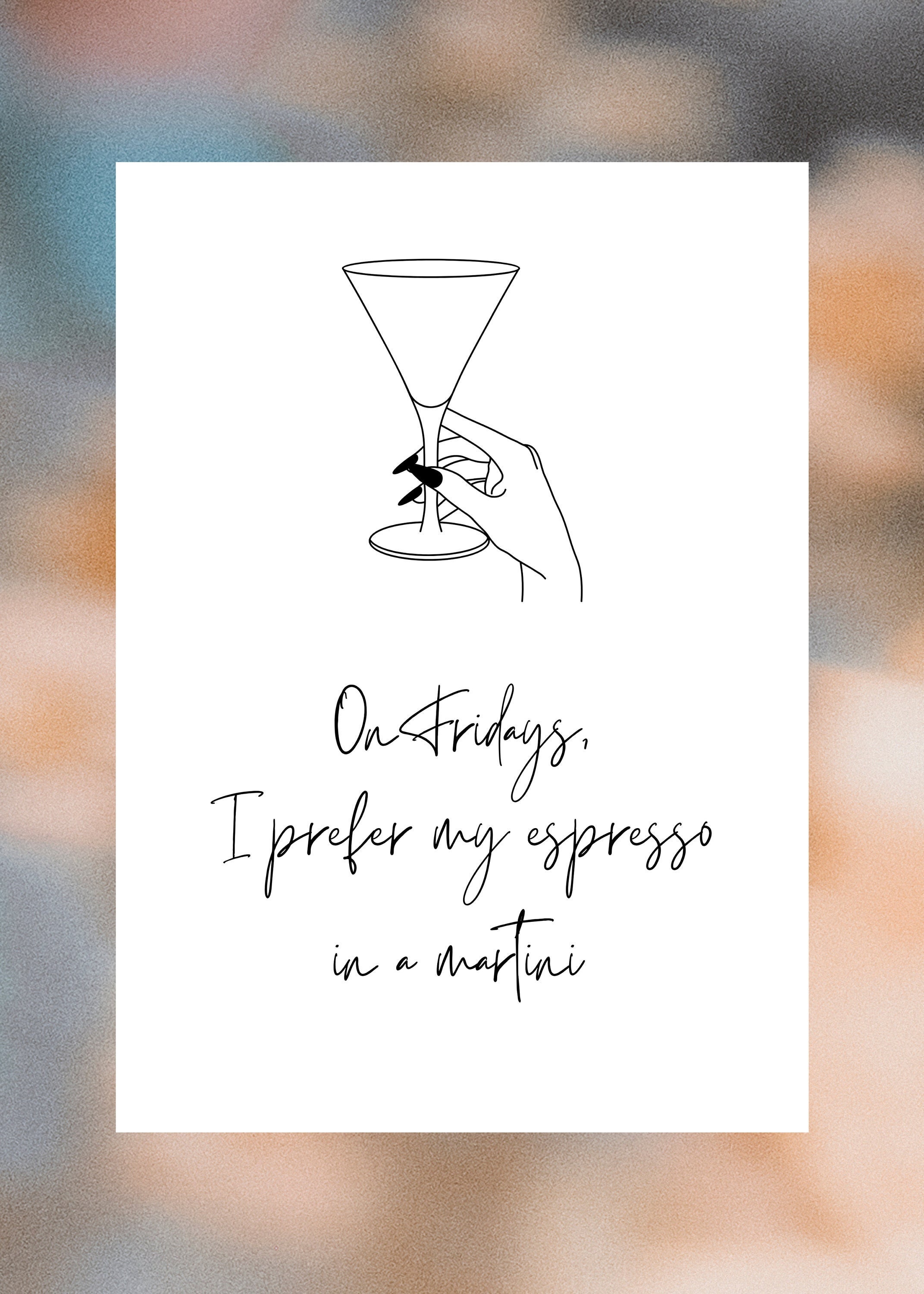 Espresso Martini Wall Art, Line Art, on Fridays I Prefer Espresso in a ...