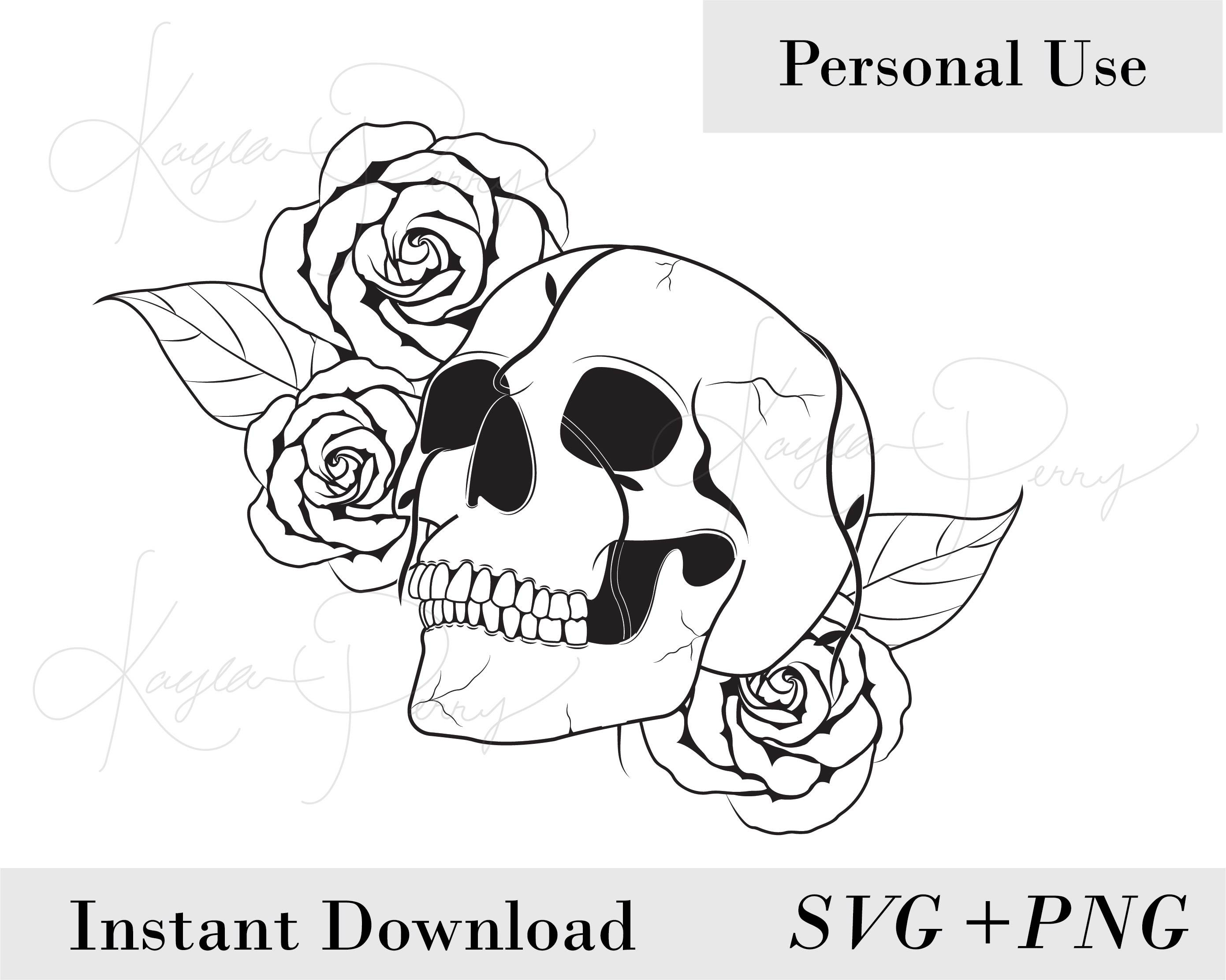 Skull and Roses SVG, PNG File Dowload - Etsy