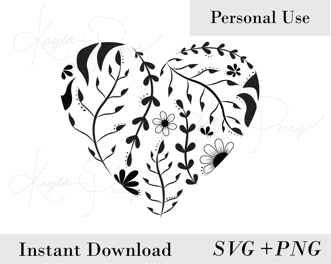 Floral Heart SVG, PNG Dowload - Etsy
