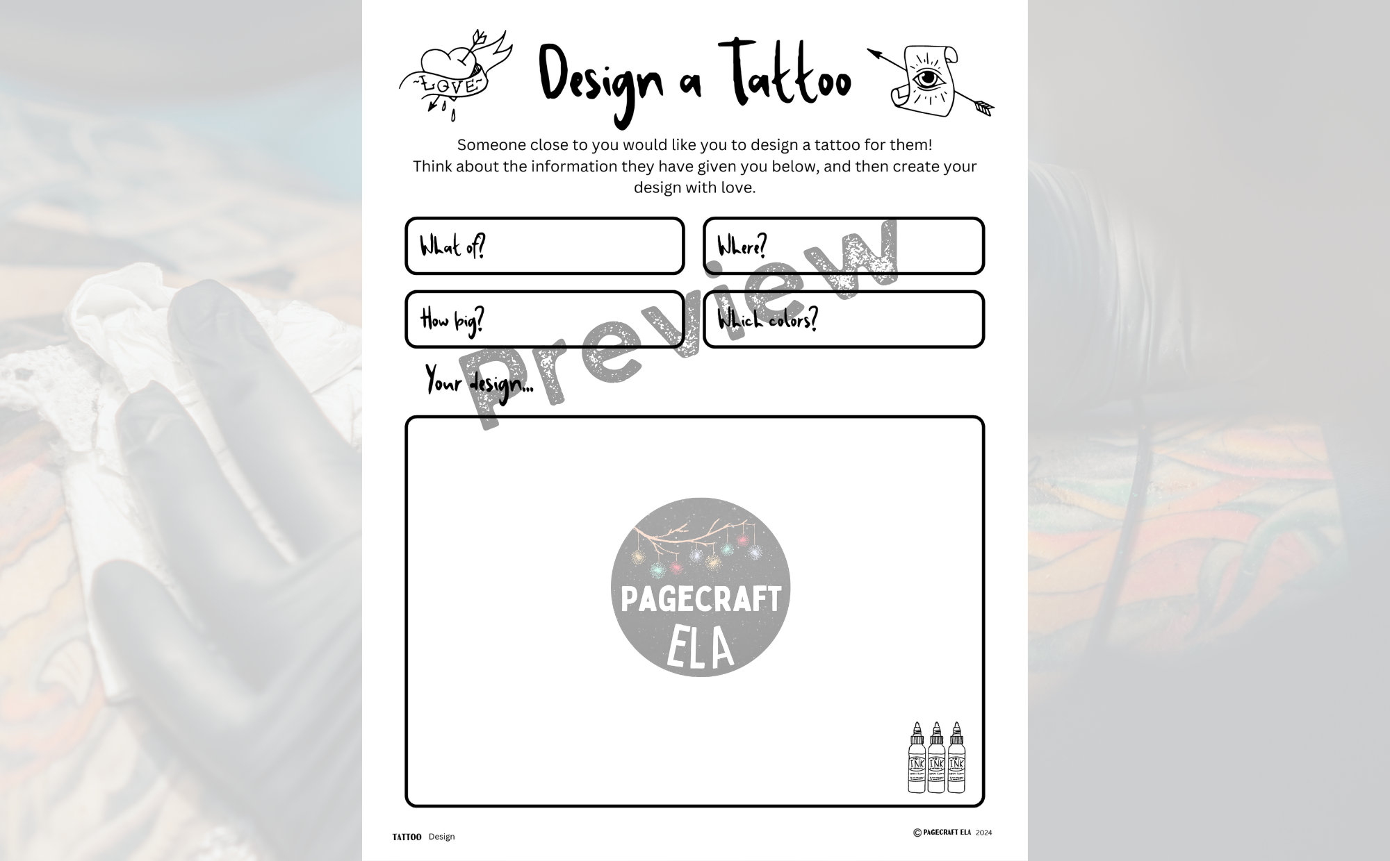 Printable Tattoo Design Activity Sheets for Kids | Studio or Personal ...