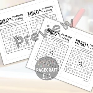 Proofreading and Editing Printable Bingo Cards Student Checklists ...