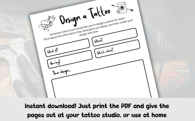 Printable Tattoo Design Activity Sheets for Kids Studio or Personal Use ...