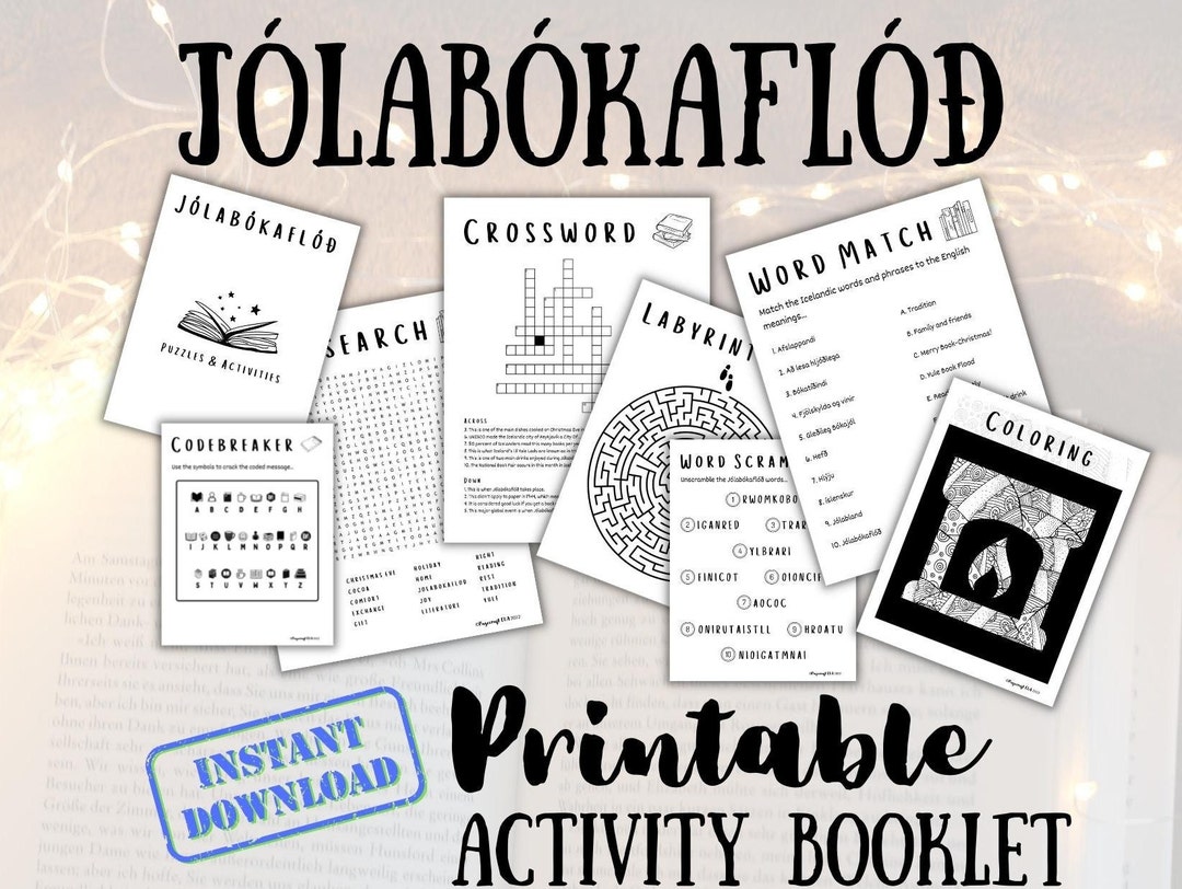 PRINTABLE Jólabókaflóð Puzzle & Activity Booklet | PLUS Jolabokaflod ...