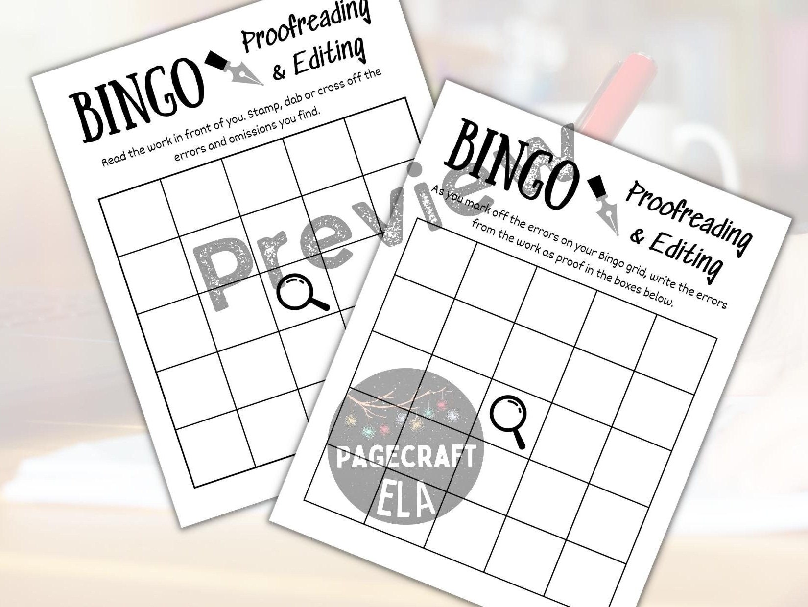 Proofreading and Editing Printable Bingo Cards Student Checklists ...