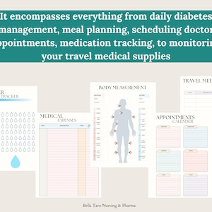 Diabetes Care Planner Printable, Blood Sugar Tracker, Medical Log ...