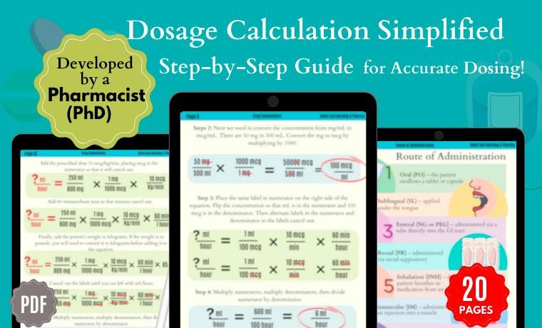 Medication Dosage Calculation BUNDLE, Nursing School Study Guide ...