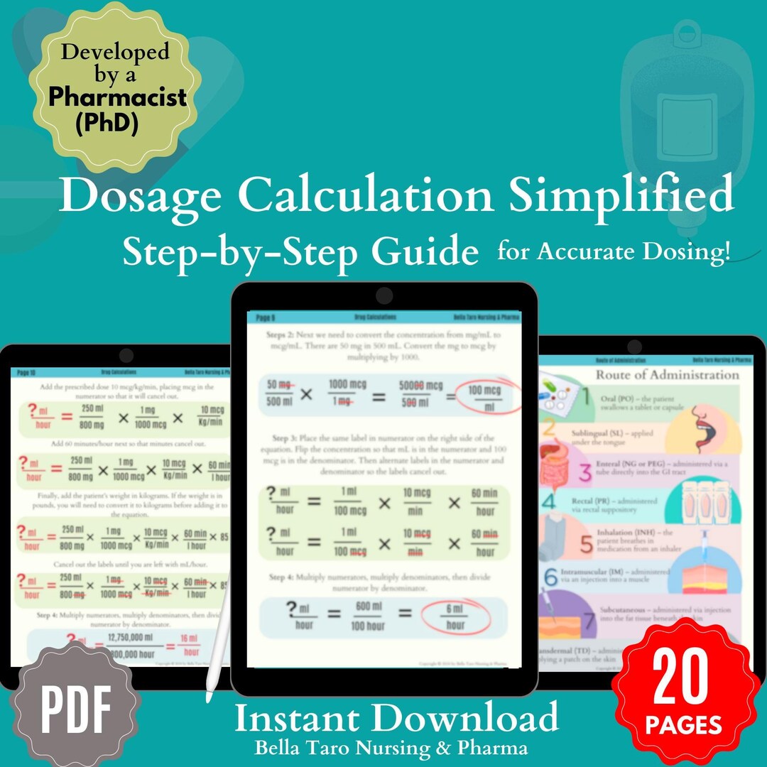 Medication Dosage Calculation BUNDLE, Nursing School Study Guide ...