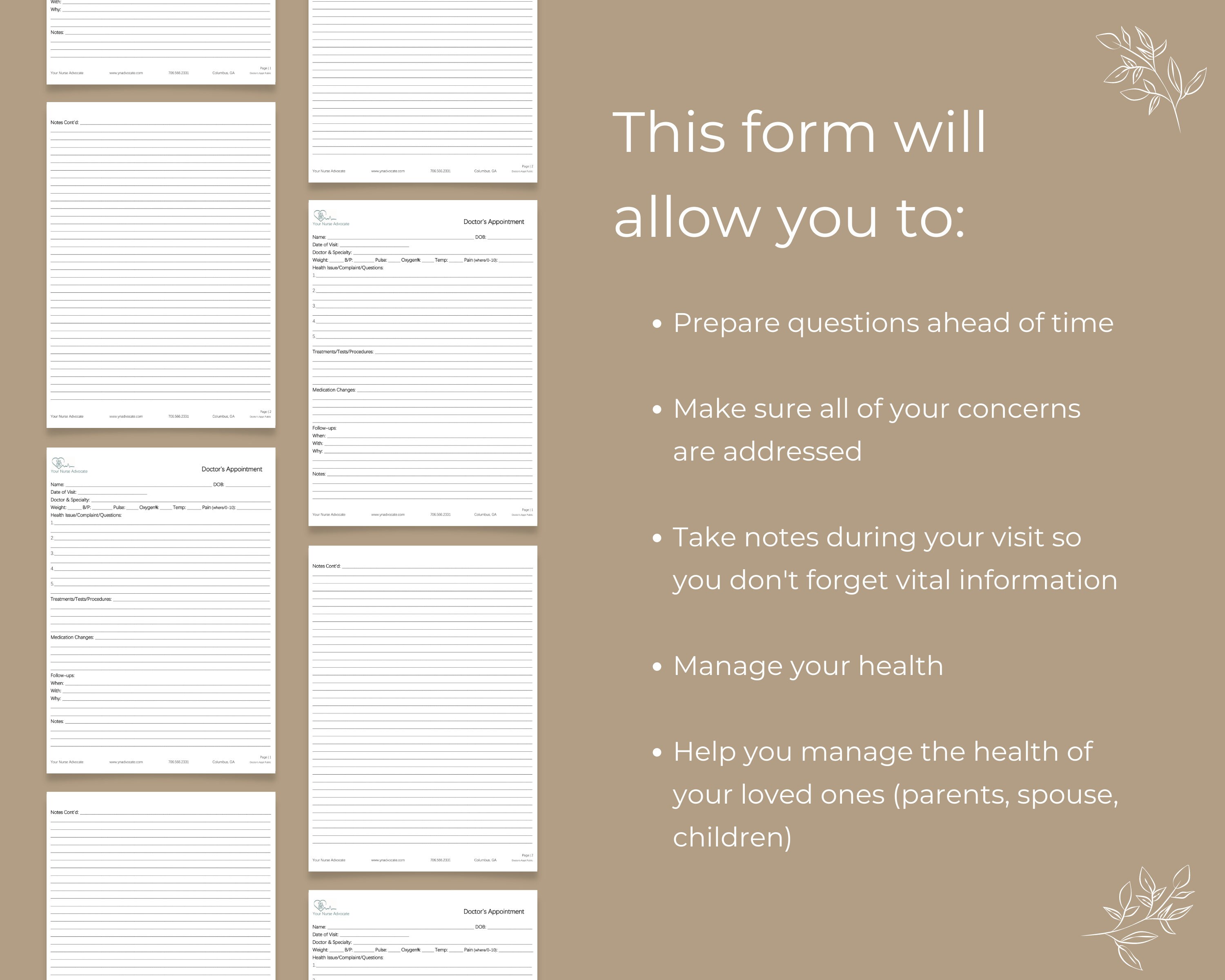 Doctor's Appointment Form - Health & Wellness - Etsy