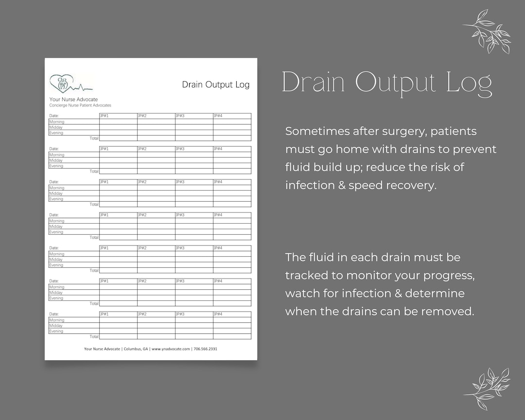 Drain Output Log - Health & Wellness - Etsy