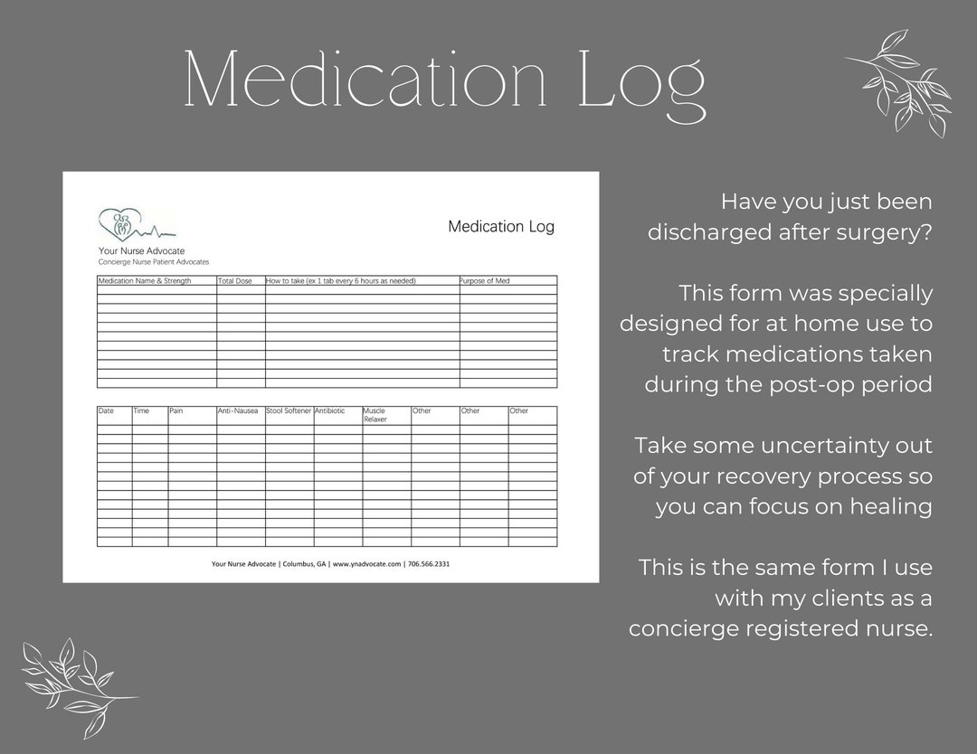 Medication Log - Health & Wellness - Etsy