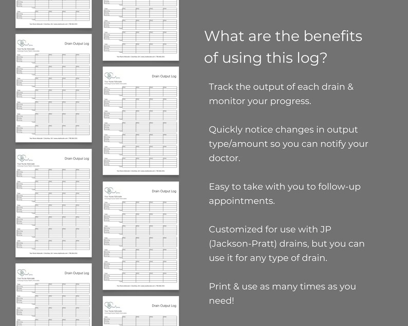 Drain Output Log - Health & Wellness - Etsy