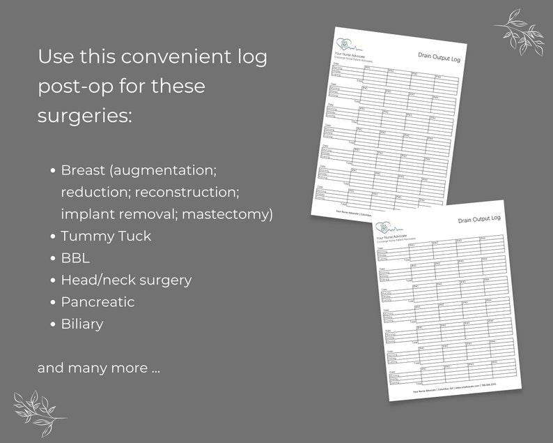 Drain Output Log - Health & Wellness - Etsy