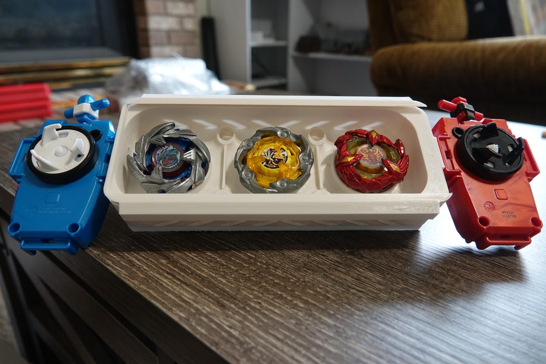 B/W Beyblade X Three-bey Deck Case (beyblades Not Included) + Hand ...