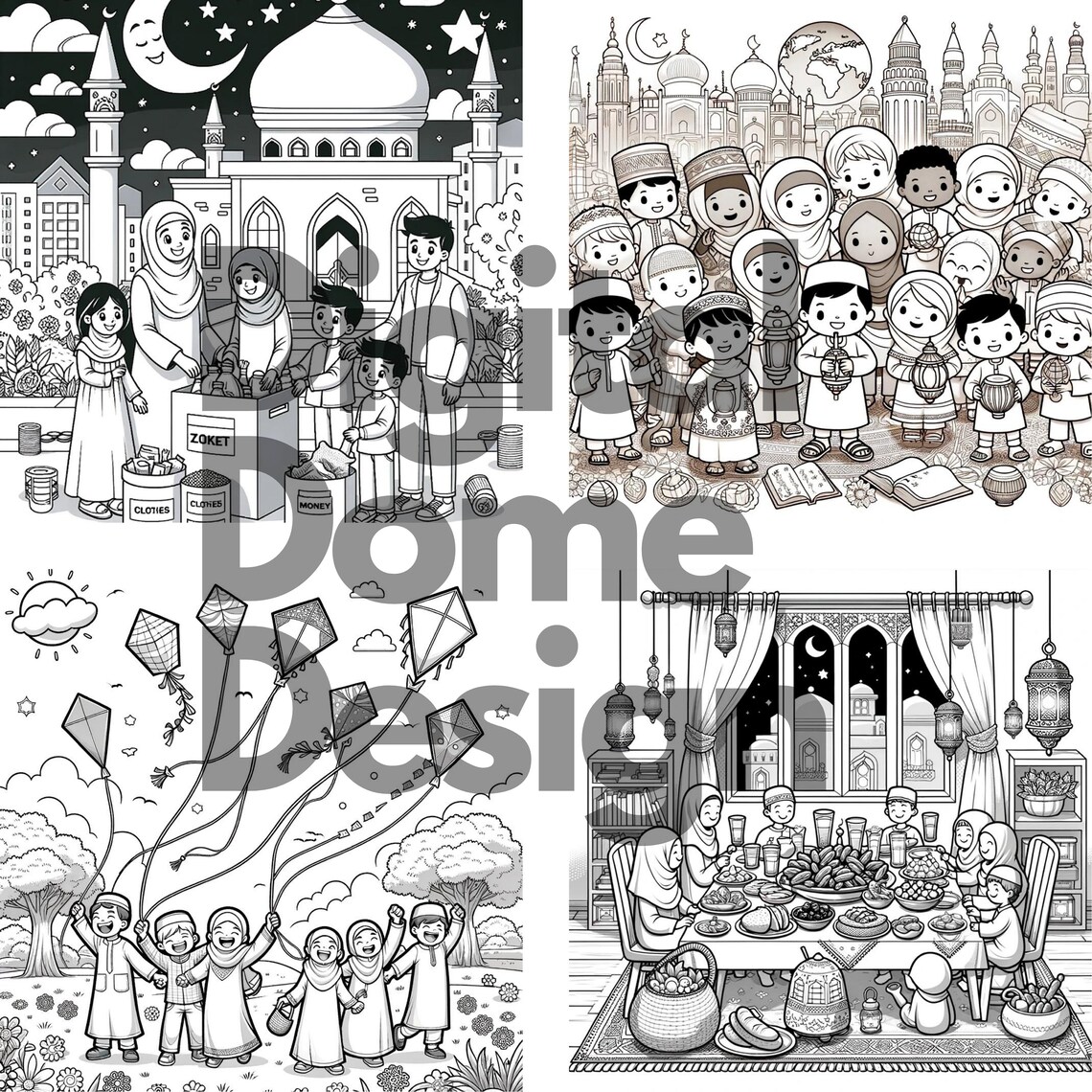 Ramadan Coloring Book 20 Pages, Coloring Book for Kids, Coloring Book ...