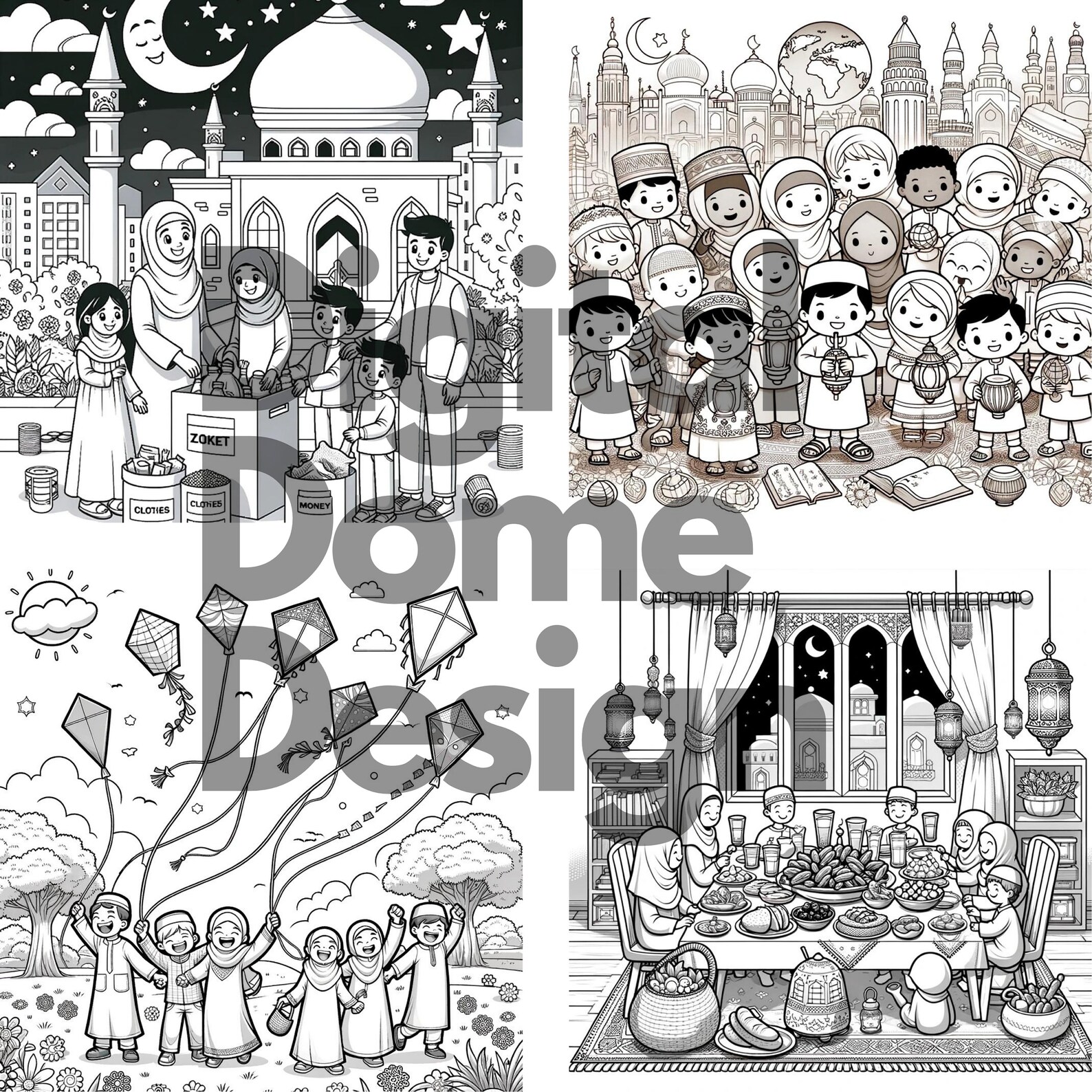 Ramadan Coloring Book (20 Pages), Coloring Book for Kids, Coloring Book ...