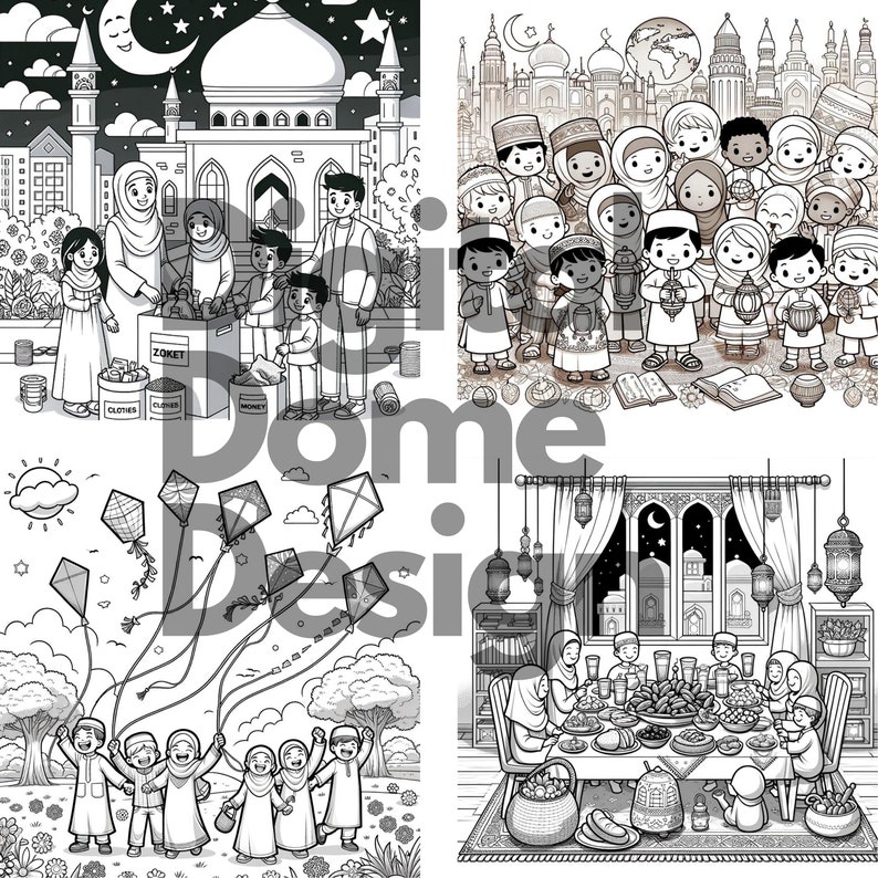 Ramadan Coloring Book (20 Pages), Coloring Book for Kids, Coloring Book ...