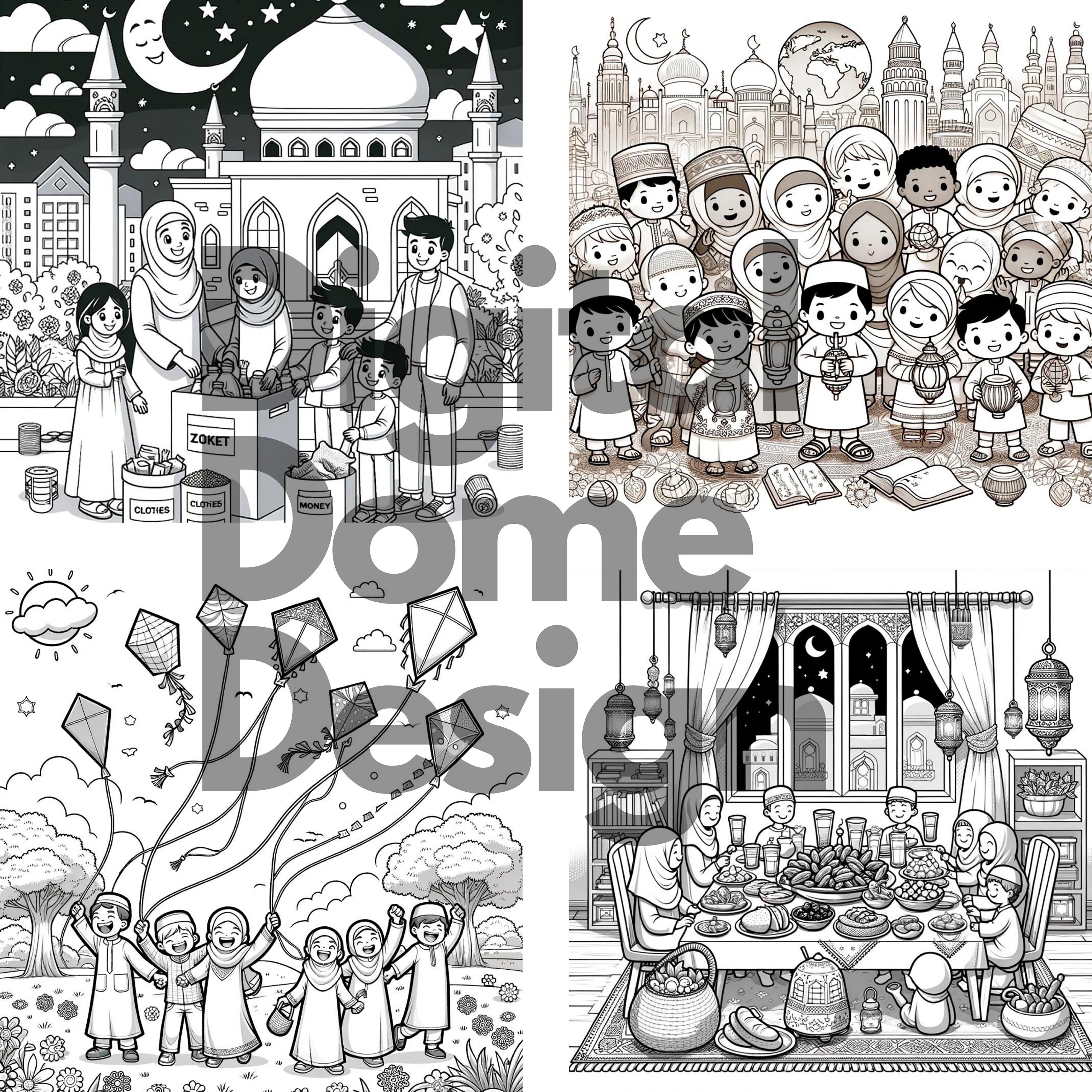 Ramadan Coloring Book (20 Pages), Coloring Book for Kids, Coloring Book ...