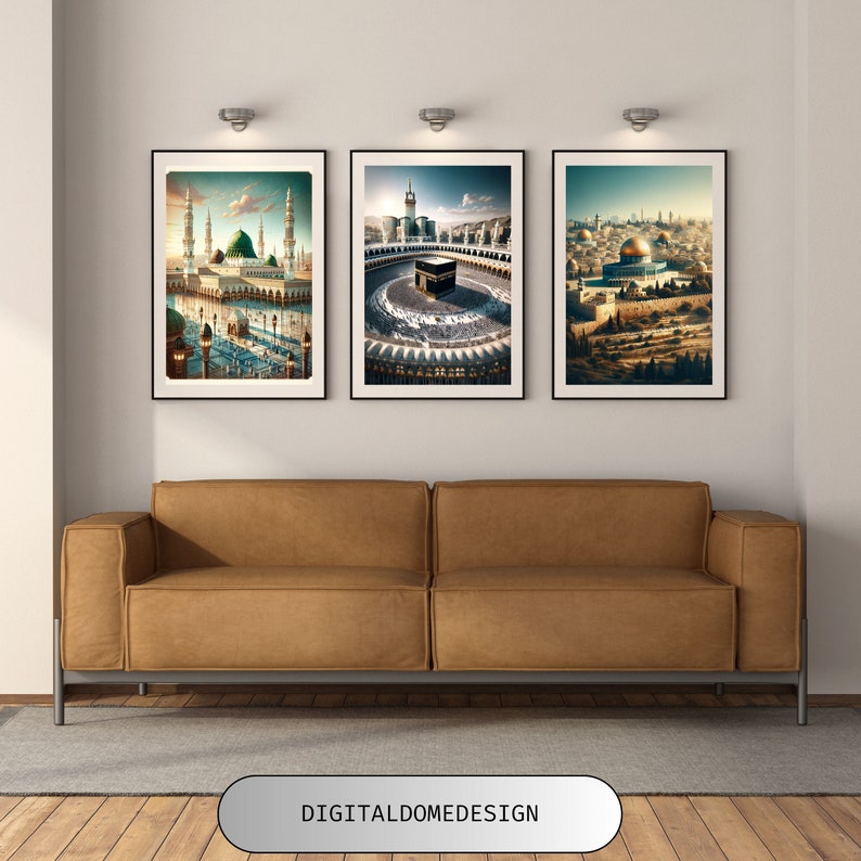 Kaaba, Al-aqsa & Medina Art, Sacred Mosque Islamic Prints (digital ...