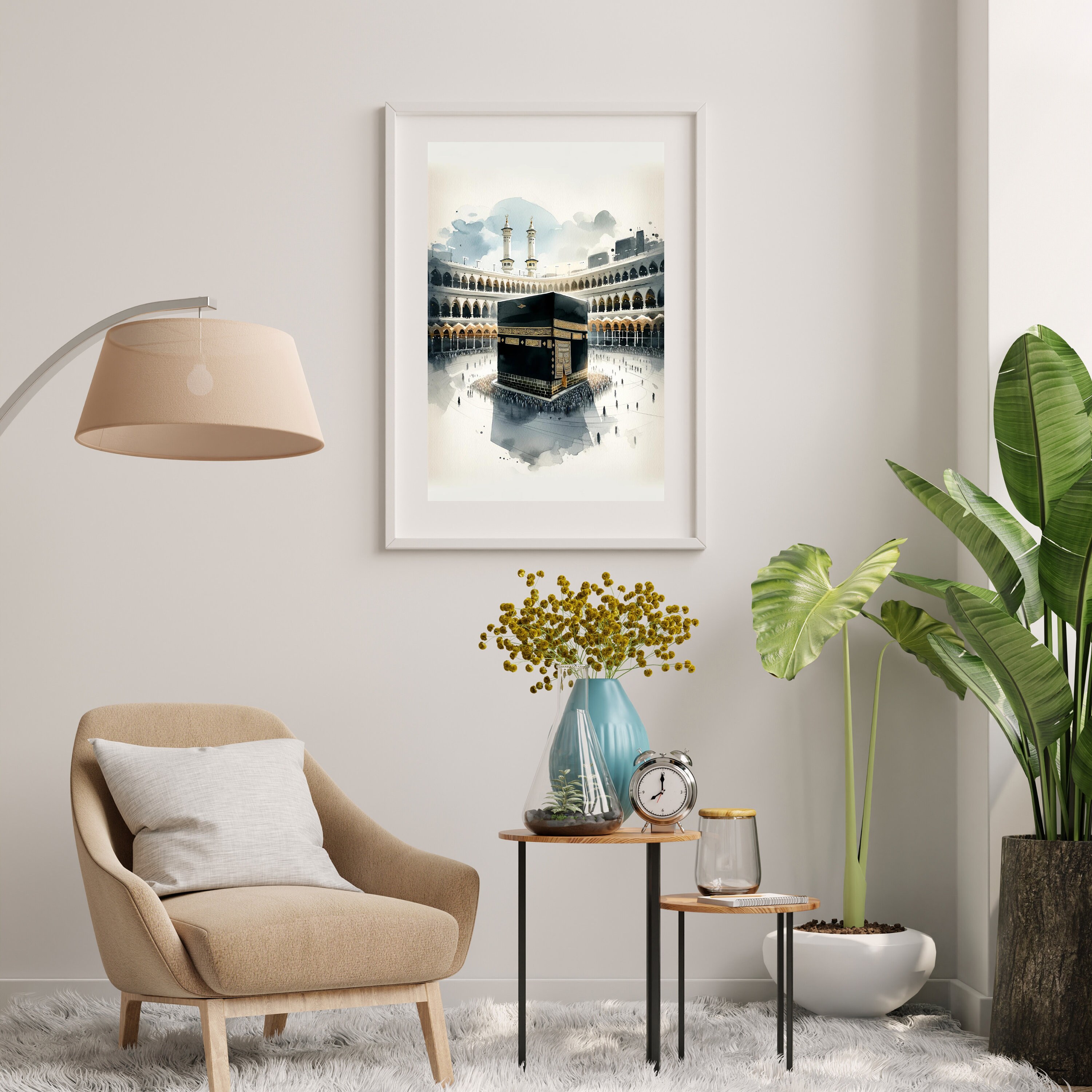Kaaba Color Waterpaint, Islamic Wall Art,muslim Home Decor Gift, Mosque ...