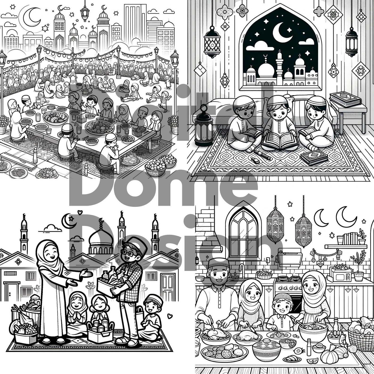 Ramadan Coloring Book (20 Pages), Coloring Book for Kids, Coloring Book ...