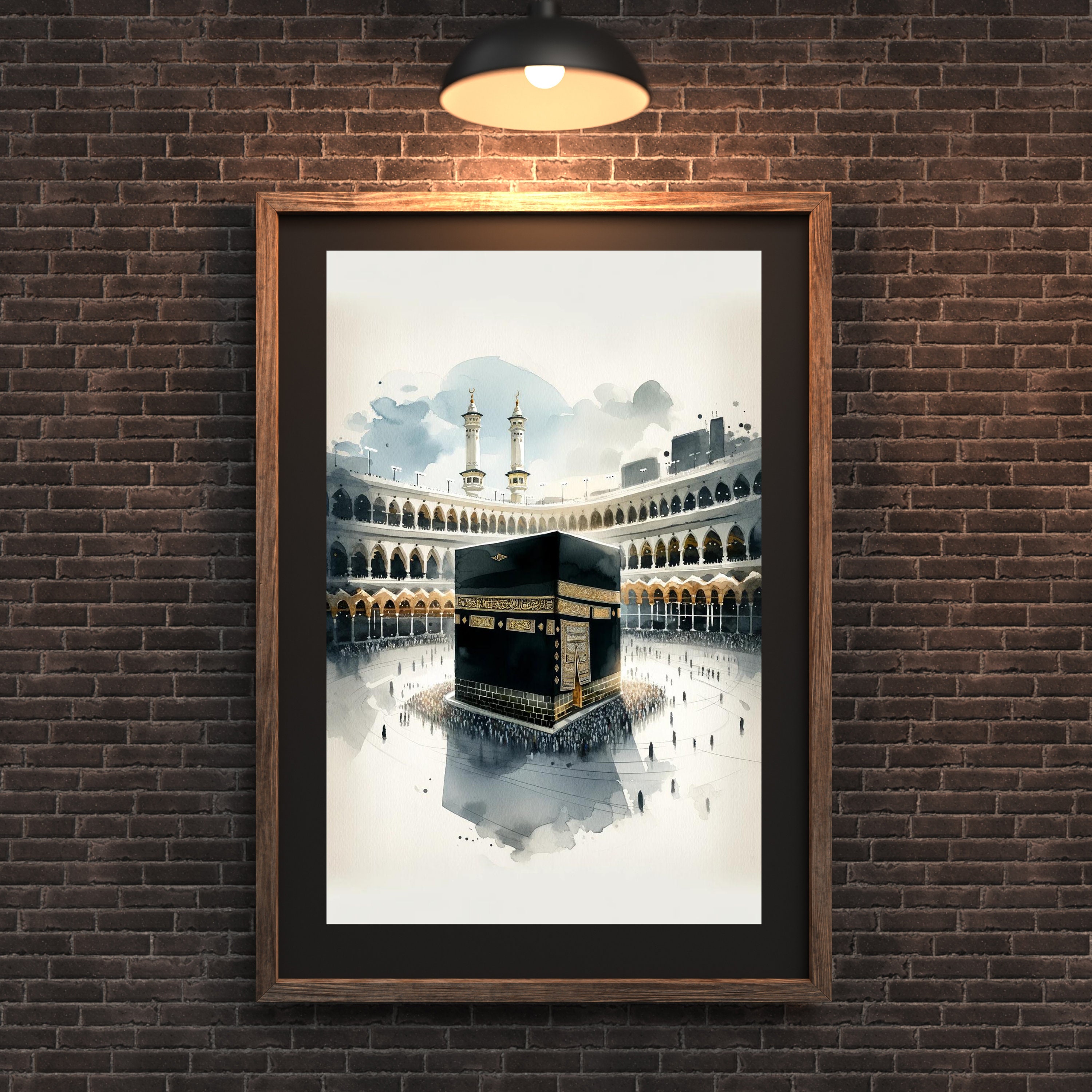 Kaaba Color Waterpaint, Islamic Wall Art,muslim Home Decor Gift, Mosque ...