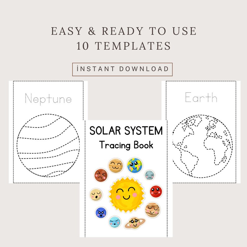 Interactive Solar System Tracing Book Prints for Kids-learn & Explore ...