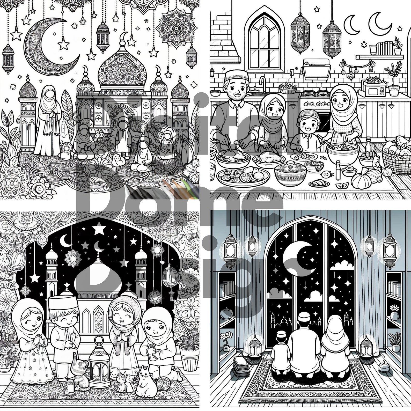 Ramadan Coloring Book (20 Pages), Coloring Book for Kids, Coloring Book ...