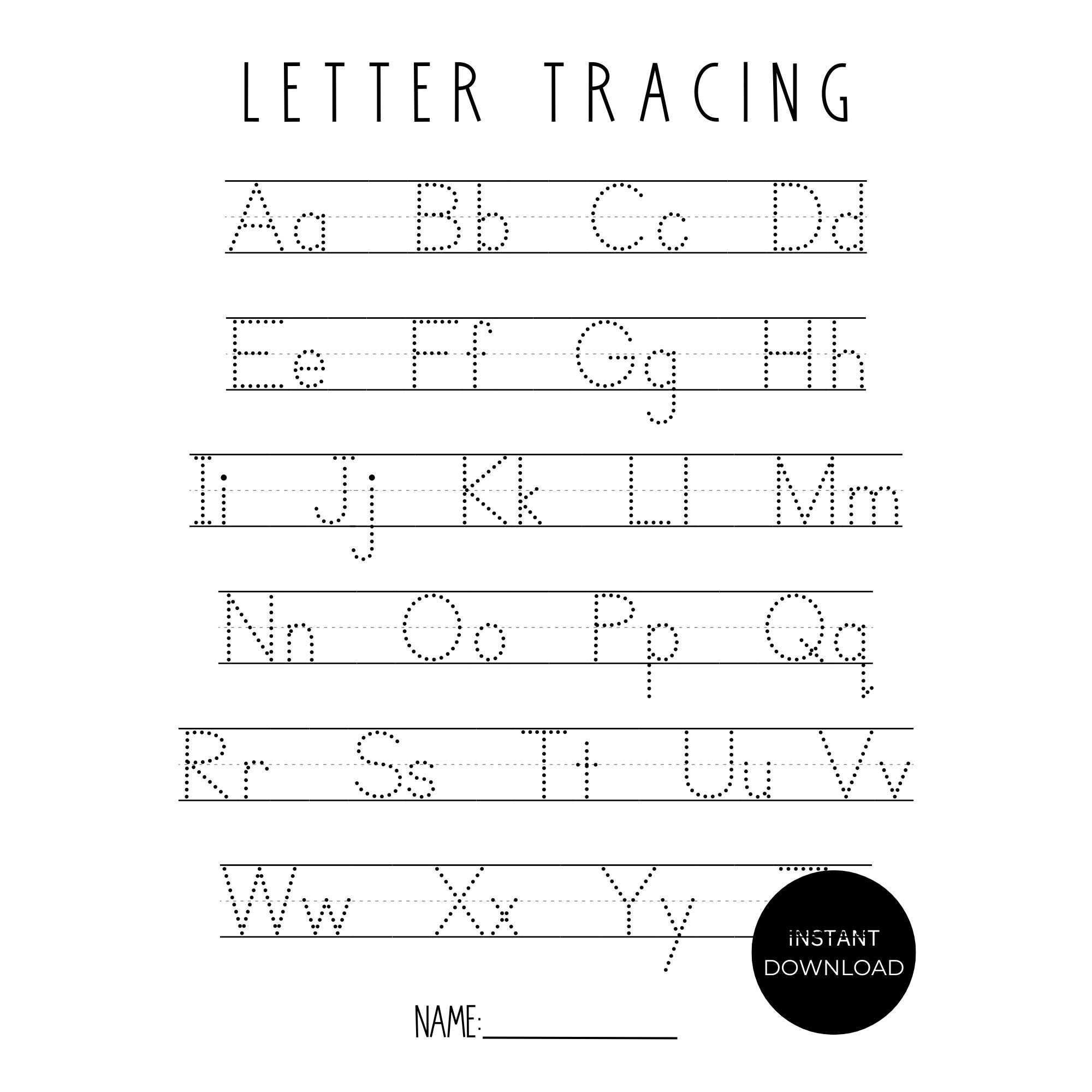 Alphabet Tracing, Alphabet Worksheet, Letter Tracing, Tracing Worksheet ...
