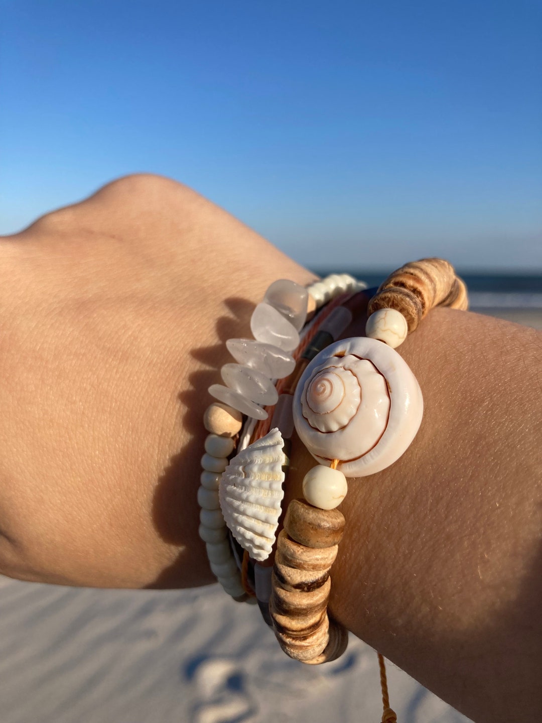 Drifted Shells Bracelet Stack Beach Bracelets Summer Bracelet Set ...