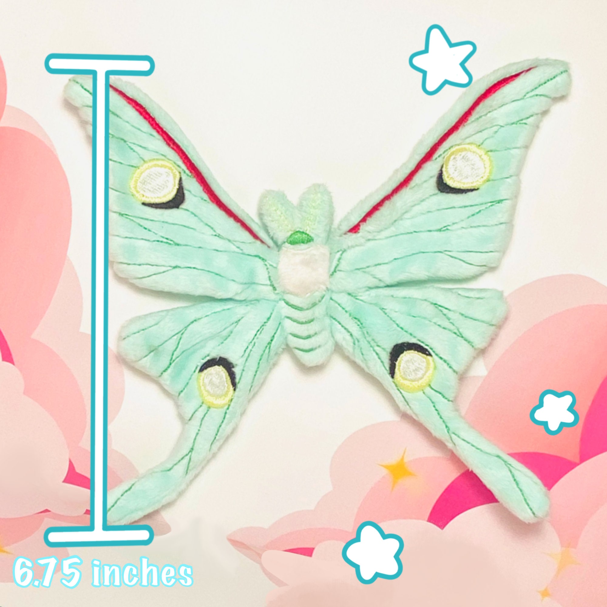 ITH Luna Moth Stuffed Plush Keychain 4x4 Hoop in the Hoop Machine Embroidery Pattern Gift ...