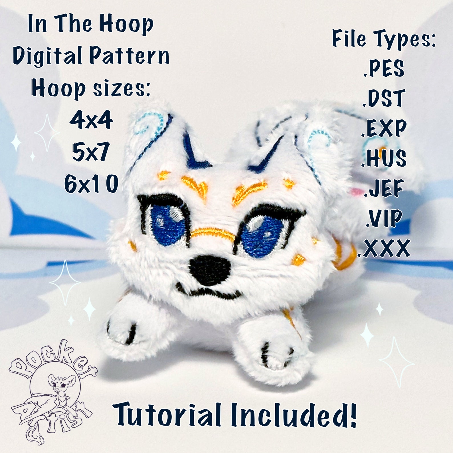 ITH 3D Laying Beanie: Starry Aurora Fox Stuffed Plush Keychain 4x4, 5x7 ...